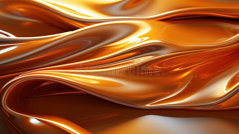 Abstract Yellow Metallic Liquid Paint Wavy Pattern Background Stock ...