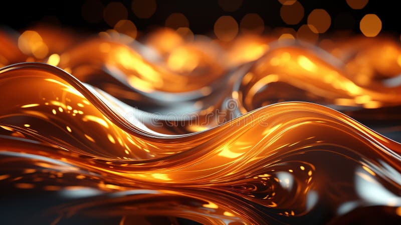 Abstract Yellow Metallic Liquid Paint Wavy Pattern Background Stock ...