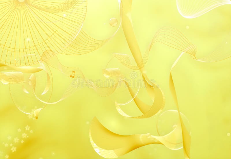Abstract Yellow Monochrome Background with Curves and Twisted Shape in ...