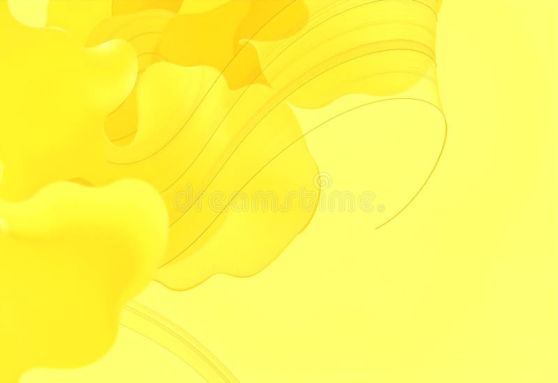 Abstract Yellow Monochrome Background with Curves and Twisted Shape in ...