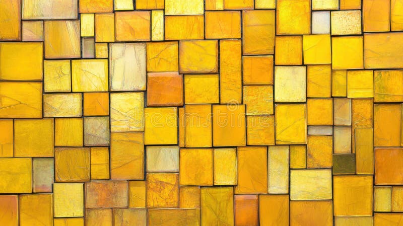 Abstract Yellow Mosaic Tile Wall. AI Generated Stock Illustration ...