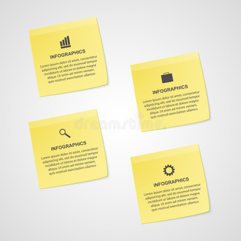 Abstract Yellow Note Paper Options Infographics Template. Stock Vector ...