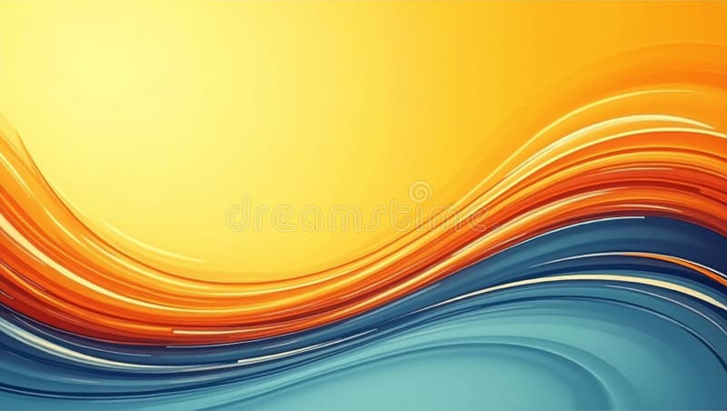 Abstract Yellow Orange and Blue Lines Flowing and Merging Stock Image ...