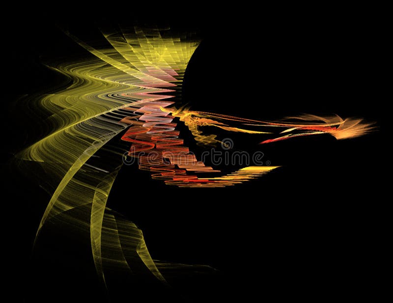 Abstract Yellow-orange Drawing Linear on a Black Background, Wallpaper ...