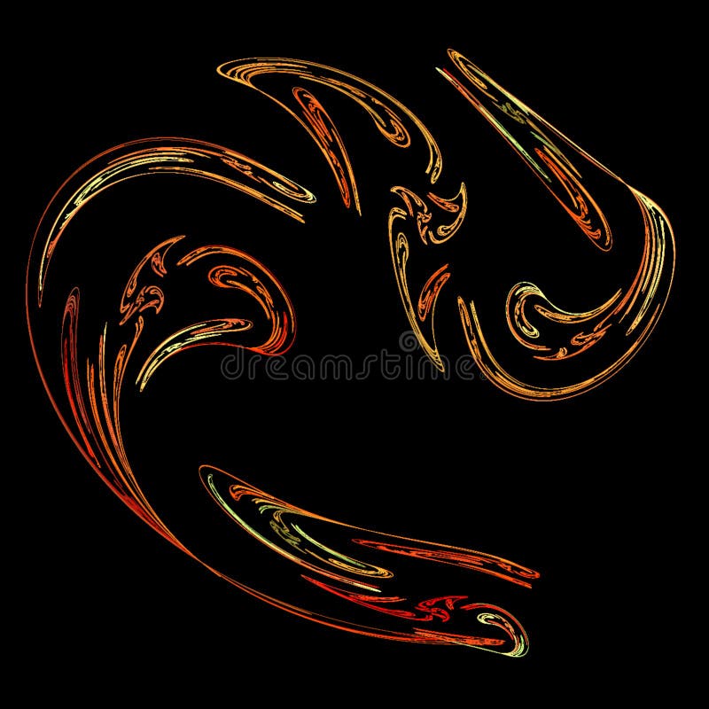 Abstract Yellow-orange Drawing Linear on a Black Background, Wallpaper ...