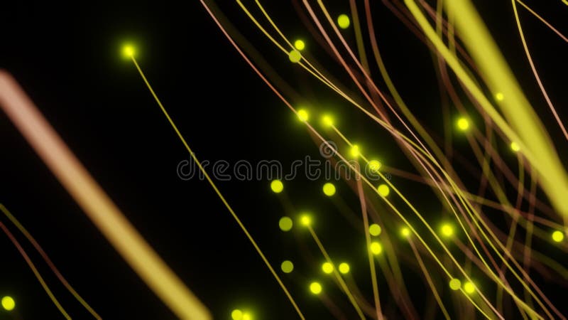 Abstract Yellow Orange Particles Simulation. Glowing Lines and Light ...