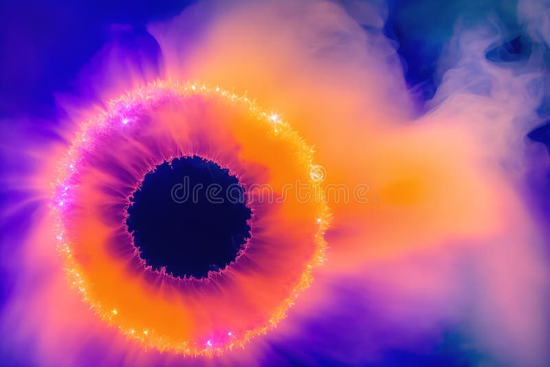 Abstract Yellow and Orange Sparkling Fire Circle with Smoke, Generative ...