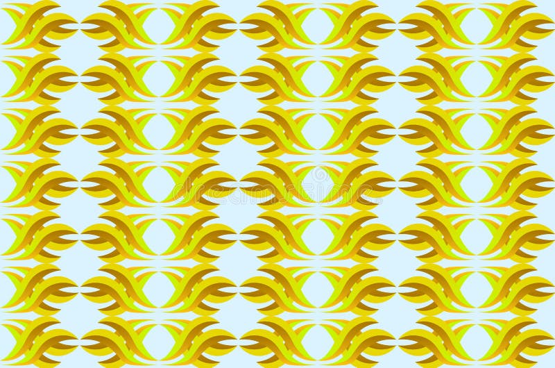 Abstract Yellow Symmetrical Ornament Pattern Isolated on Blue ...