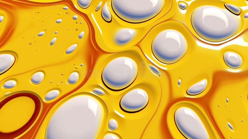 Abstract Yellow Paint Drops Mixed in White Oil Background. Non-mixing ...