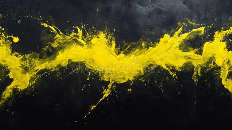 Abstract Yellow Paint Splash on Black Background Stock Illustration ...