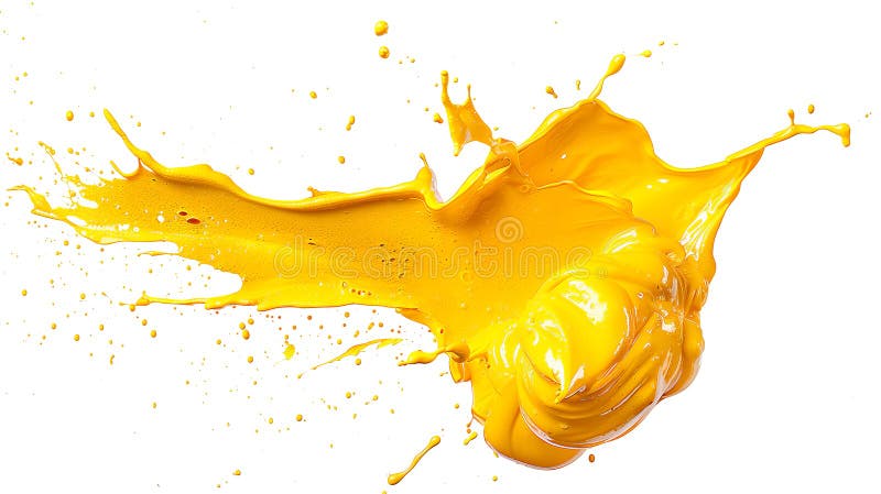 Abstract Yellow Paint Splash, Spots Isolated on White Background. Stock ...