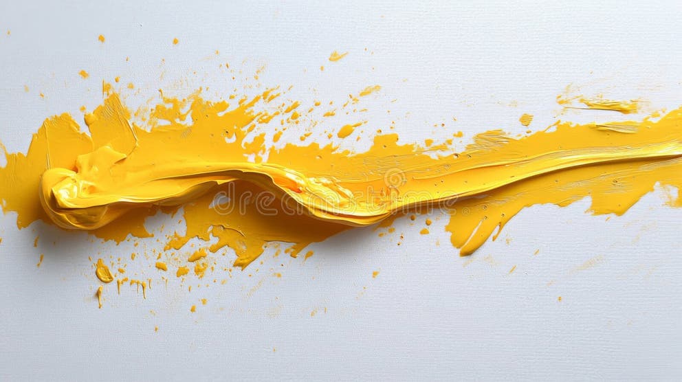 Abstract Yellow Paint Stroke on White Canvas Stock Illustration ...