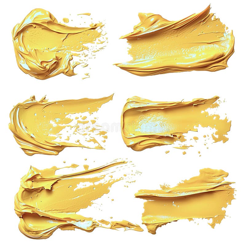 Abstract Yellow Paint Strokes Texture Background Art Gold Stock ...