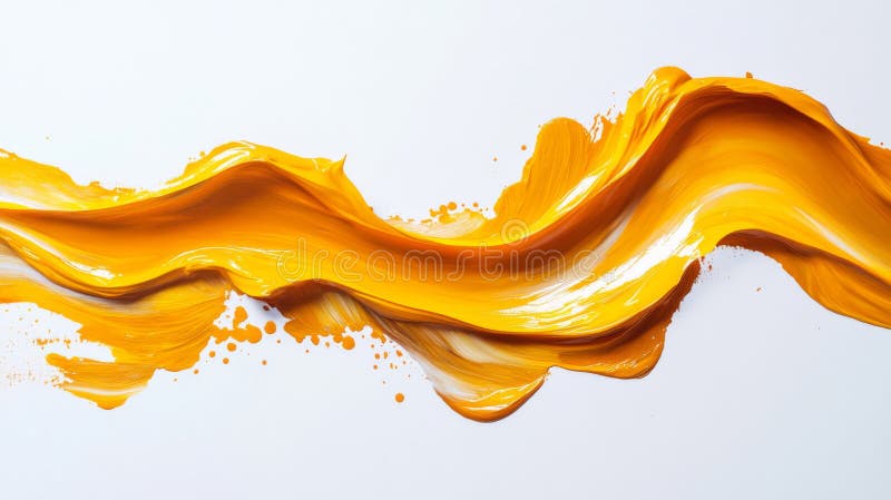 Abstract Yellow Paint Swirl on White Background Stock Illustration ...