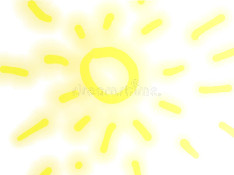Abstract Yellow Painted Sun on White Background Stock Illustration ...