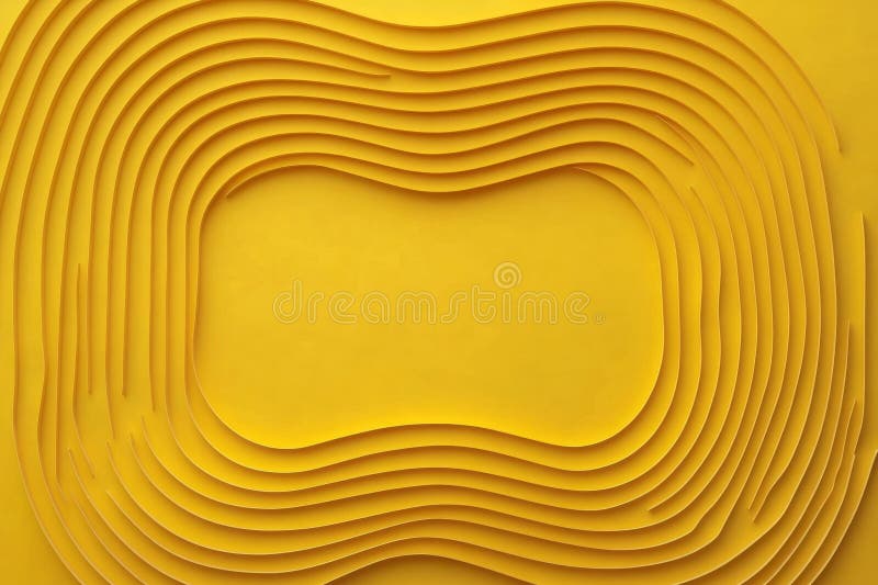 Abstract Yellow Paper Cut Background Forming Concentric Wavy Lines and ...