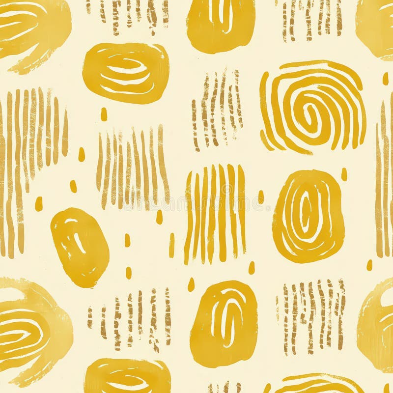 Abstract Yellow Pattern with Organic Shapes and Textures on Beige ...