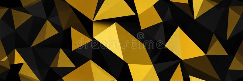 Abstract Yellow Polygon Triangles on Black Background Design Ai ...
