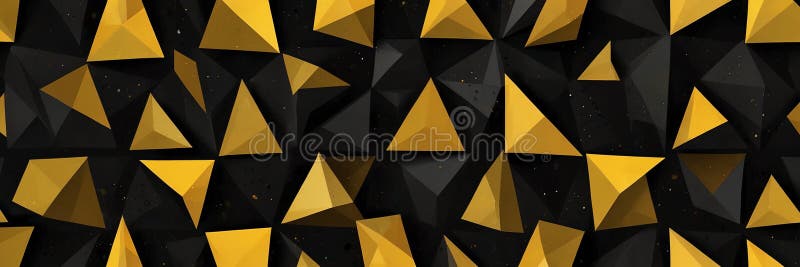 Abstract Yellow Polygon Triangles on Black Background Design Ai ...