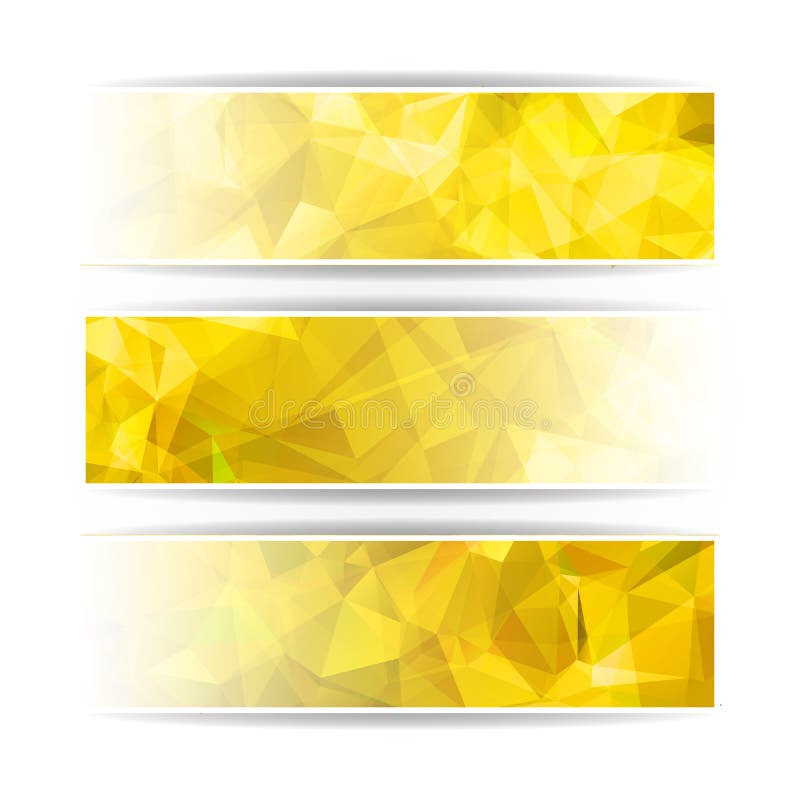Abstract Yellow Polygonal Banners Set Stock Vector - Illustration of ...