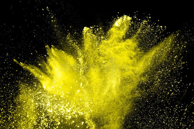 Abstract Yellow Powder Explosion Stock Image - Image of closeup, cutout ...