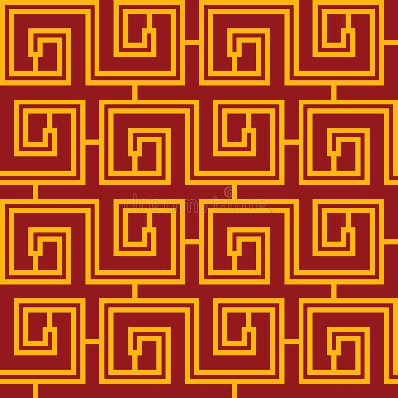 Abstract Yellow and Red Chinese Pattern Stock Vector - Illustration of ...