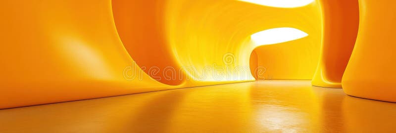 Abstract Yellow Render, Smooth Shapes and Bright Light. Interior ...