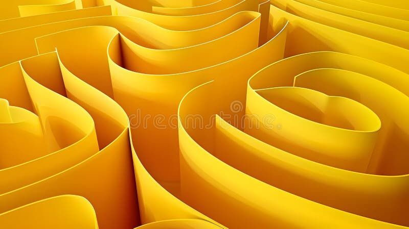 Abstract Yellow Ribbon Waves Creating Dynamic Flowing Pattern with ...