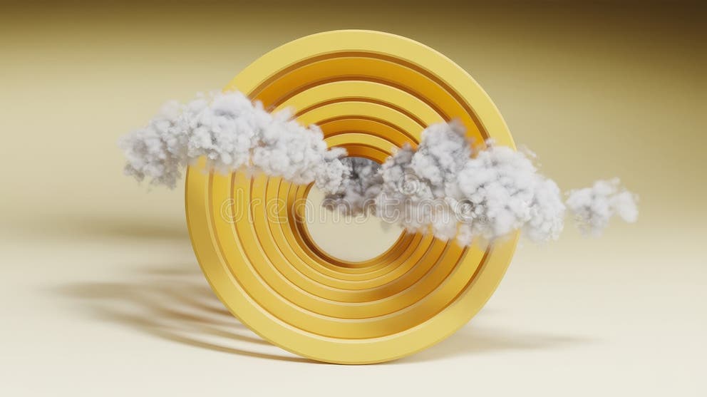 Abstract Yellow Rings with Soft Clouds, Creating a Vibrant and Dynamic ...