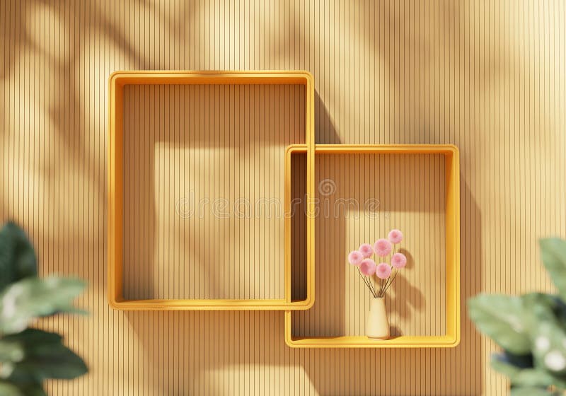 Abstract Yellow Shelf Showcase for Product Display 3d Rendering ...