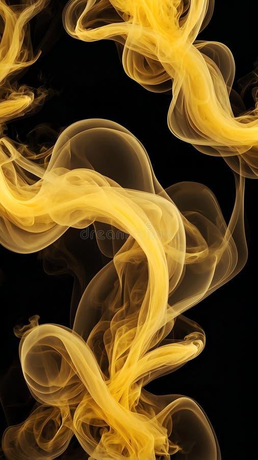 Abstract Yellow Smoke Design in Black Ai Generated Stock Illustration ...