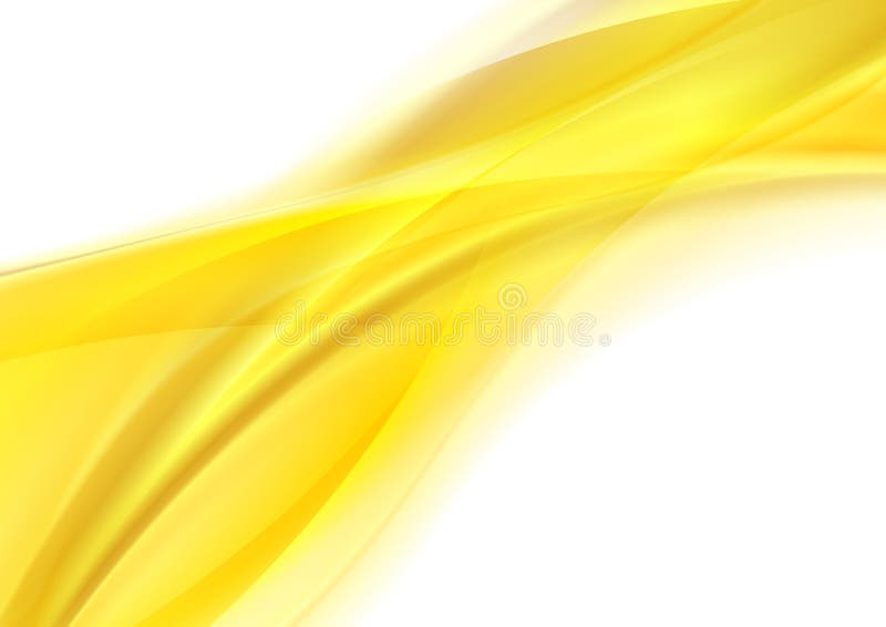 Abstract Yellow Smooth Shiny Waves on White Background Stock Vector ...