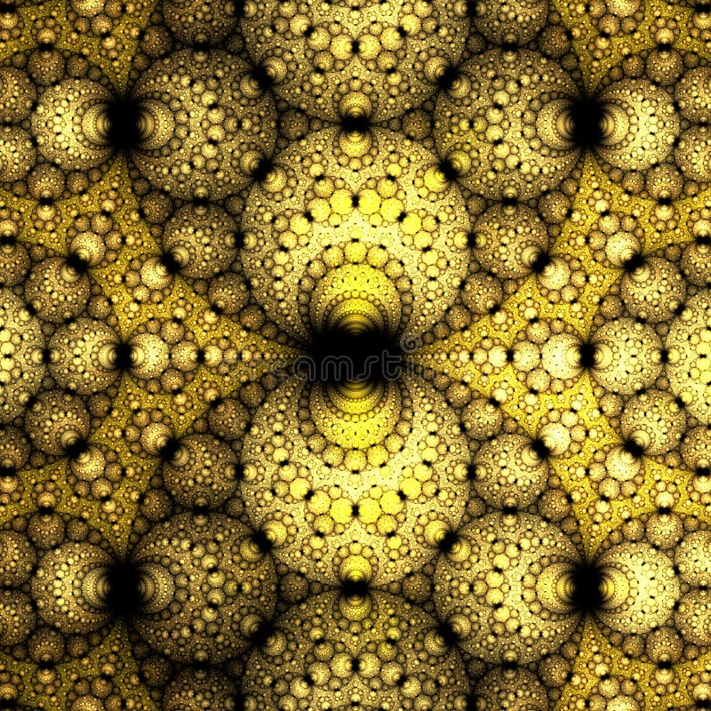Abstract Yellow Spherical Fractal Computer Generated Image Stock ...