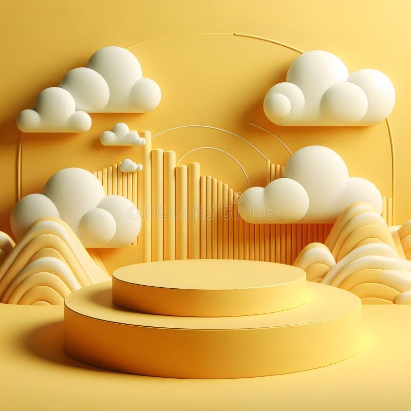 Abstract Yellow Stage with Clouds and Modern Design Elements Stock ...