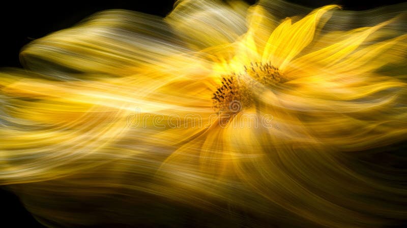 Abstract Yellow Sunflower Motion Blur Photography Stock Illustration ...