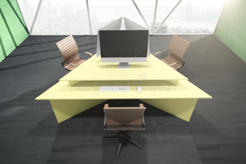 Triangular Office Table Top Stock Illustration - Illustration of desk ...