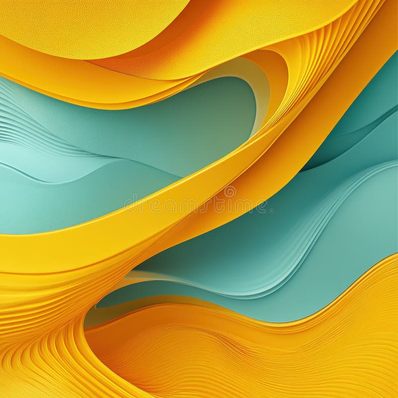 Abstract Yellow and Teal Paper Wave Texture Stock Photo - Image of ...