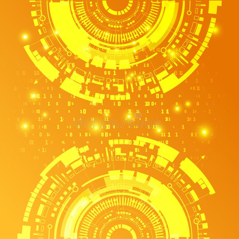 Abstract Yellow Technology Background Binary Computer Code Programming Coding Hacker Concept