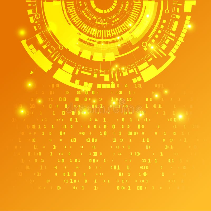 Abstract Yellow Technology Background Binary Computer Code Programming Coding Hacker Concept