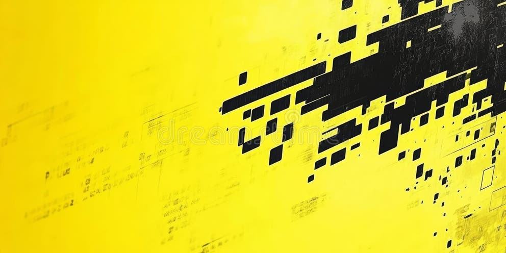 Abstract Yellow Technology Background with Square Pixel Mosaic ...