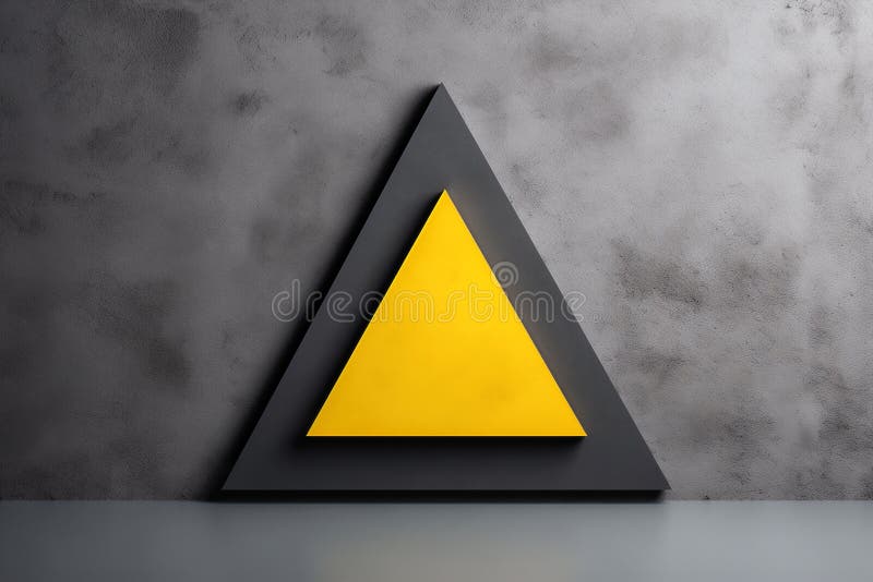 An Abstract Yellow Triangle Centered on a Grey Background with Blurred ...