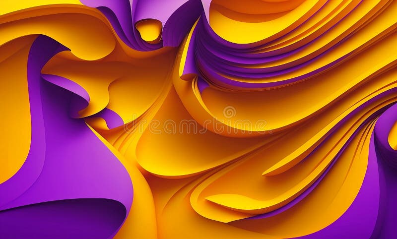 Abstract Yellow and Violet Background, Wallpaper of Waves, Veils ...
