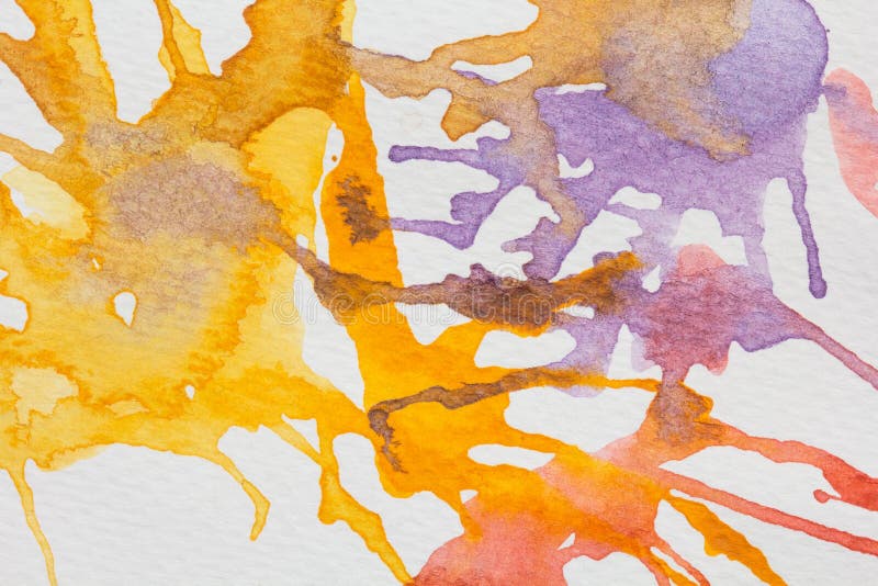 Abstract Yellow,violet and Red Watercolor Splash Blot Stock ...