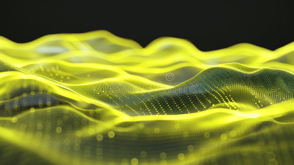 Abstract Yellow Wave Background: Modern Technology, Data Stream ...