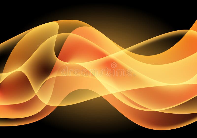 Abstract Yellow Wave Curve Light on Black Background Vector Stock ...