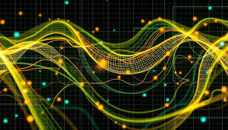 Abstract Yellow Wave Lines, Dynamic Flow Design, Energy Wave Graphic ...