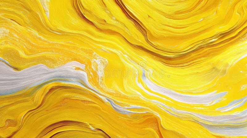 Abstract Yellow Wave Pattern with Flowing Texture on Dark Background ...