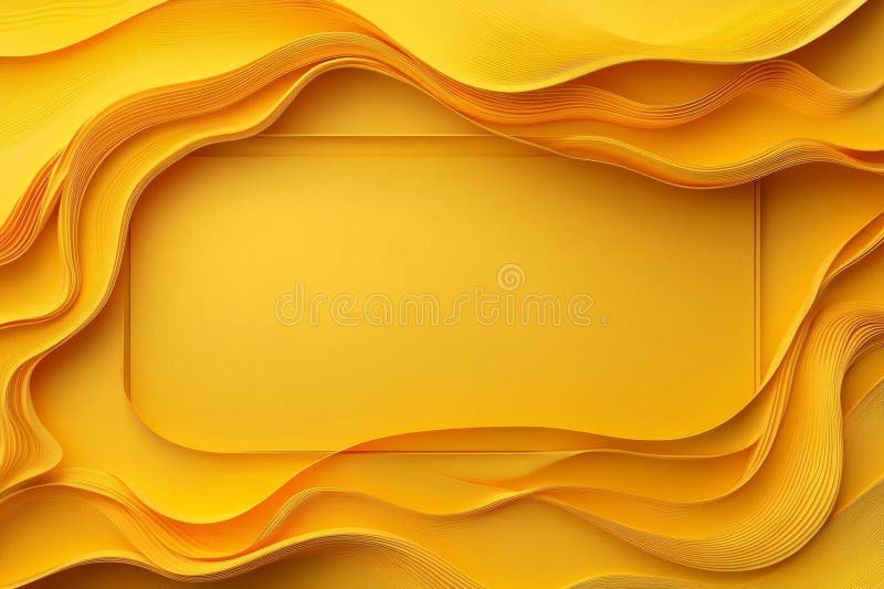 Abstract Yellow Wavy Background Framing an Empty Rectangular Space ...