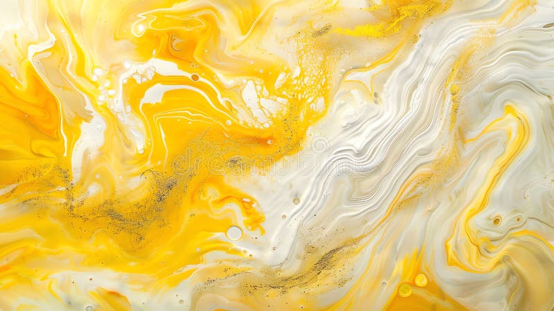 Abstract Yellow and White Fluid Art Background. Vibrant, Modern Design ...