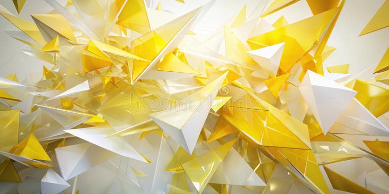 Abstract Yellow and White Geometric Shapes Intertwined in a Complex ...